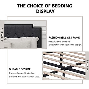 AGARTT Upholstered Platform Full Size Bed Frame with Headboard Premium Stable Wood Slat Support No Box Spring Required Black