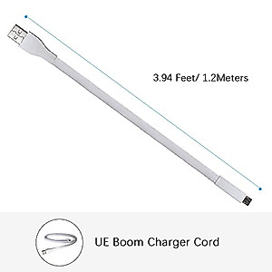 Cord Replacement for UE Boom Charger, 1.2m USB Charging Cable Compatible with Logitech Ultimate Ears UE Wonderboom/UE Boom/Megaboom/Mega Boom (1 Pack, White)