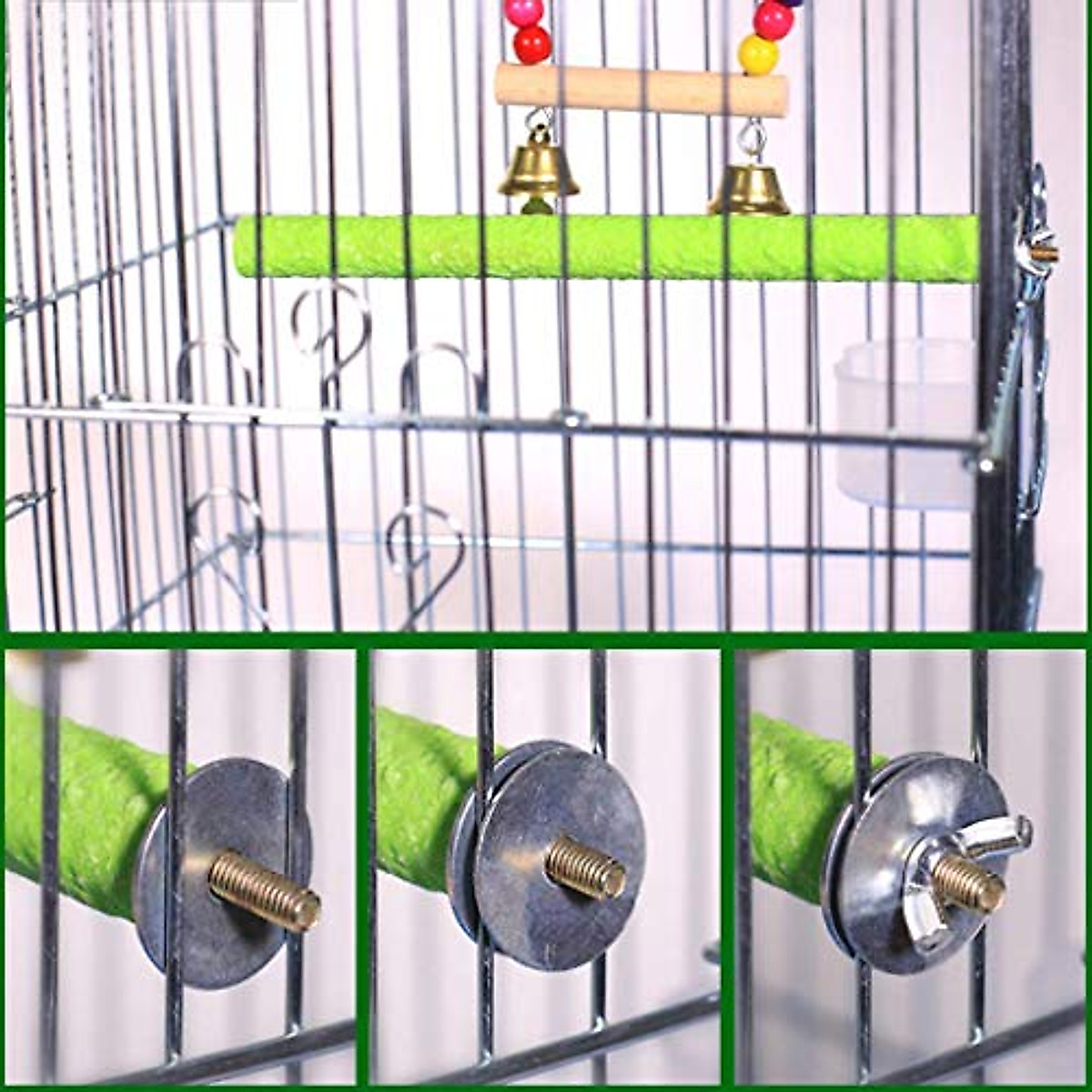 3 Pcs Bird Cage Perch Parrot Parakeet Perches, Colorful Wood Bird Stand Toy Bird Cage Sticks Accessories Supplies for Amazon Parrots, Conures, Cockatiel, Parakeet