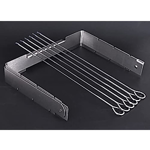 Skewer Rack Set for Grill,12pcs 12inch Stainless Steel Square Barbecue Skewers Shish Kabob and Foldable Grill BBQ Racks Set,Durable and Reusable for Party and Cookout (Barbecue Skewers Rack Set 12p+1)