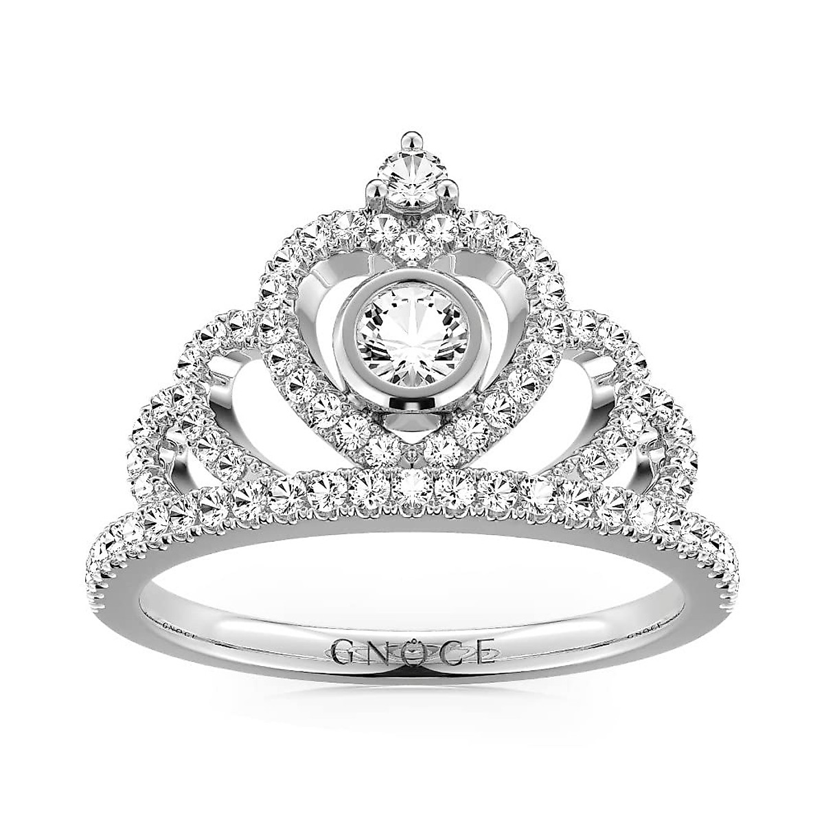 GNOCE Graceful Queen Crown Women Ring 925 Sterling Silver Inlaid with Clear Gemstones Rings Anniversary Promise Engagement Wedding Ring for Her (8)