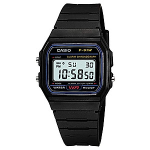 CASIO STANDARD DIGITAL WATCH WITH LED-LIGHT F-91W-1JF