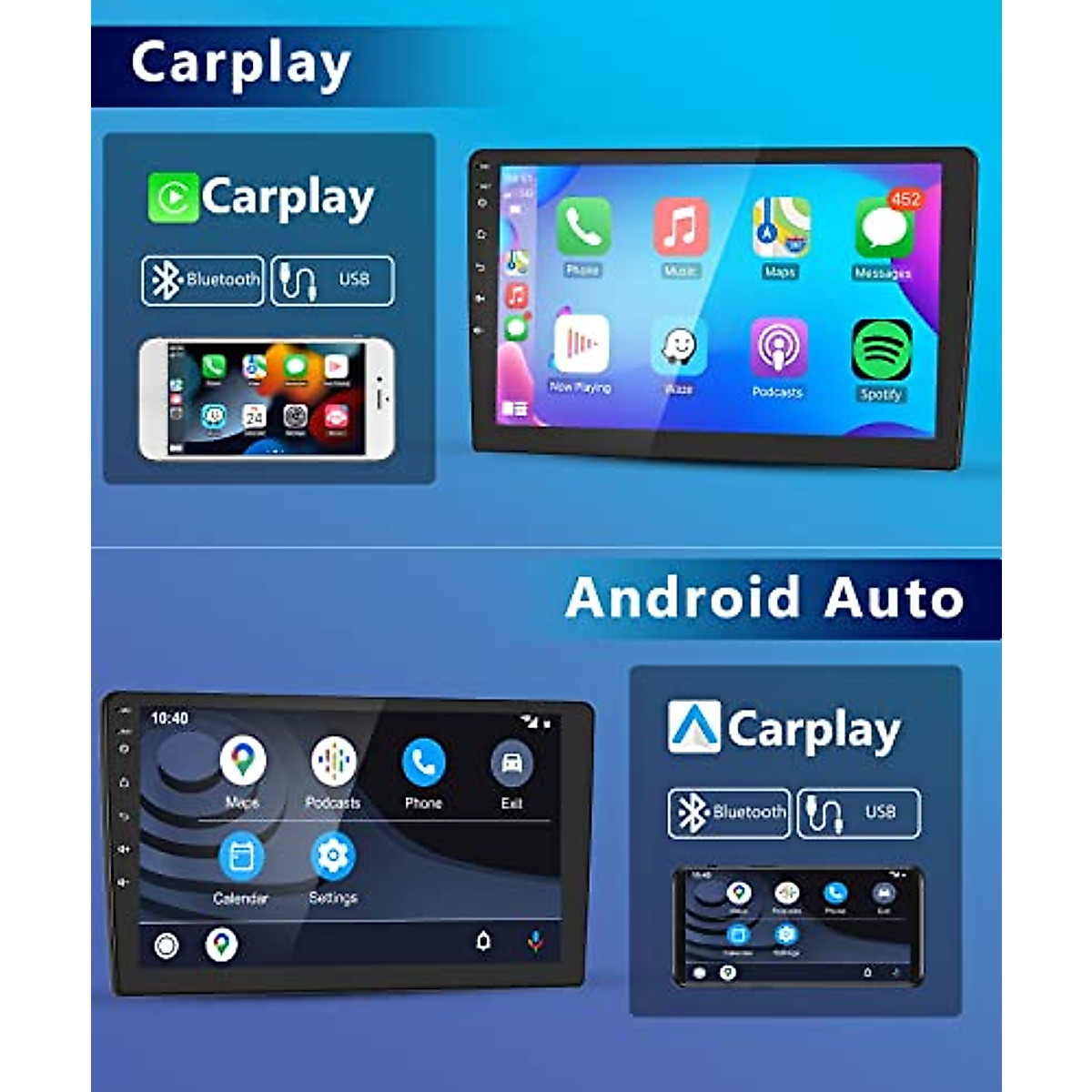 2G 32G Android Car Stereo for Toyota Tacoma 2005-2015 with Wireless Apple Carplay, Rimoody 9 Inch Touch Screen Car Radio with GPS Navigation Bluetooth FM HiFi WiFi Android Auto Backup Camera