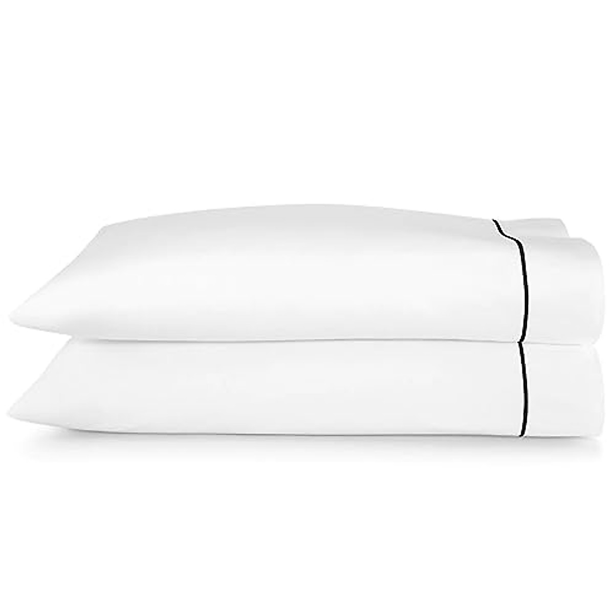 BEDLAM 100% Cotton Sheets - Hotel Style, Luxurious, 500 TC White Cotton Sheets with a Beautiful Black Trim - 6pcs Bed Sheets Set, Includes 4 Cotton Pillowcases - Queen Size Sateen Cotton Sheet Set