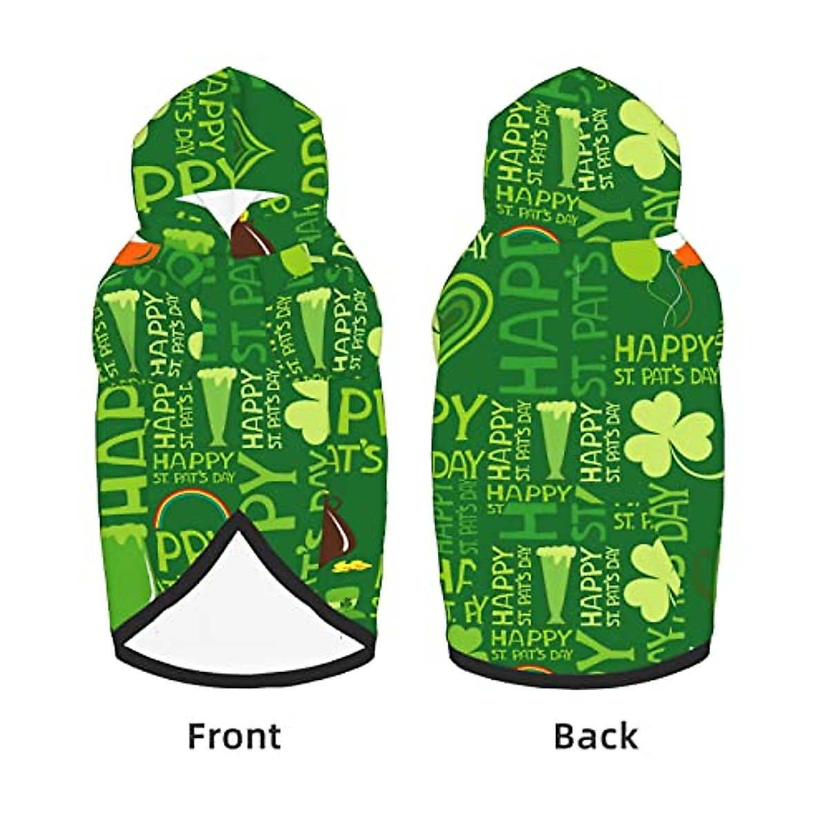 Large Dog Hoodie St.Patrick's-Day-Green Pet Clothes Sweater with Hat Soft Cat Outfit Coat Small