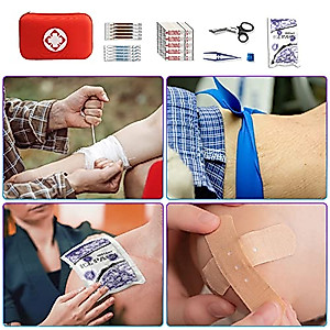 275Pcs Travel First Aid Kits for Car Emergency Preparedness Items Urgent Accident Essentials Kit Survival Gear Equipment Sports First Aid Kit for College Dorm Student, Home, Boat, Red YIDERBO