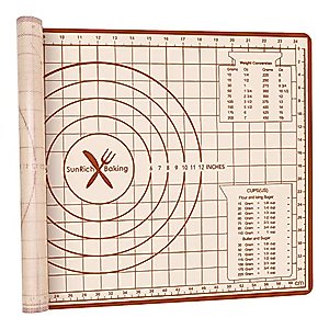 Silicone Baking Mat, Non Stick Pastry Mat with Measurement,26" x 16" Extra Thick Large Rolling Dough Mat Sheet, Counter Mat,Food Grade Pizza, Fondant, Macarons,Cookies Mat, Baking Supplies for kitchen