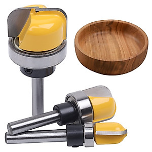 MNA Dish Carving Router Bits,3Pcs 1/4 Inch Shank Bowl and Tray Template Router Bit Set with Ball Bearing,Designed for woodworkers