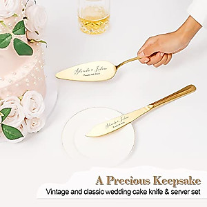 Cake Cutting Set for Wedding, Personalized Wedding Cake Knife and Server Set, Vintage Engraved 2-Piece Pie Cake Cutter Serving Set, Custom Bridal Anniversary Birthday Quinceañera Gift
