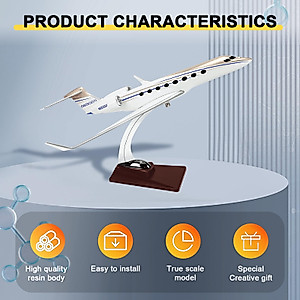 RUFXIEZW 1:100-Scale Model Jet Model Airplane GulfstreamG650,Alloy Model Jets Resin Aircraft Model Toy,Transporter Display Model Plane with Stand and Box Adult Collectibles and Decoration (G650)
