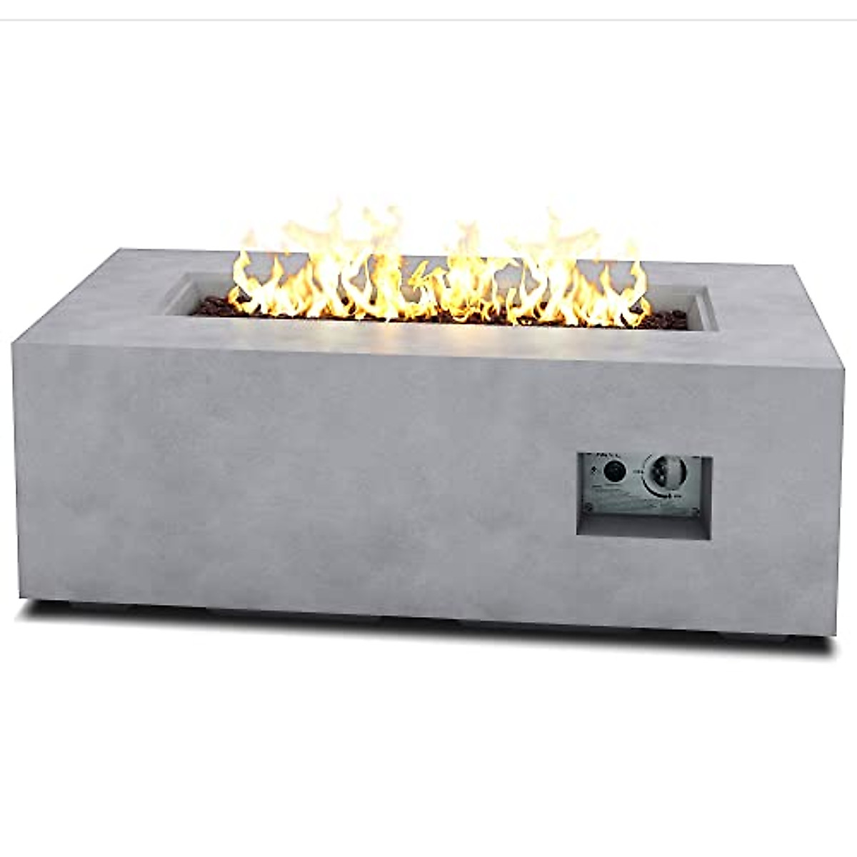 Kante 42 Inches Outdoor Propane Fire Pit Table, Rectangular Concrete Smokeless Gas Fire Pit Table for Patio Garden, 50,000 BTU Stainless Steel Burner, Waterproof Cover, Natural Concrete (A-R01-81921)