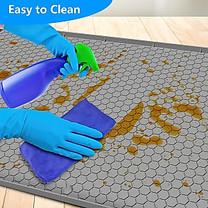Under Sink Mat Under the Sink Cabinet Protection Mat Sink Mats for Kitchen 34"x22" Flexible Rubber Mat Cabinet Liner Drip Tray with Lips for Leaks Waterproof