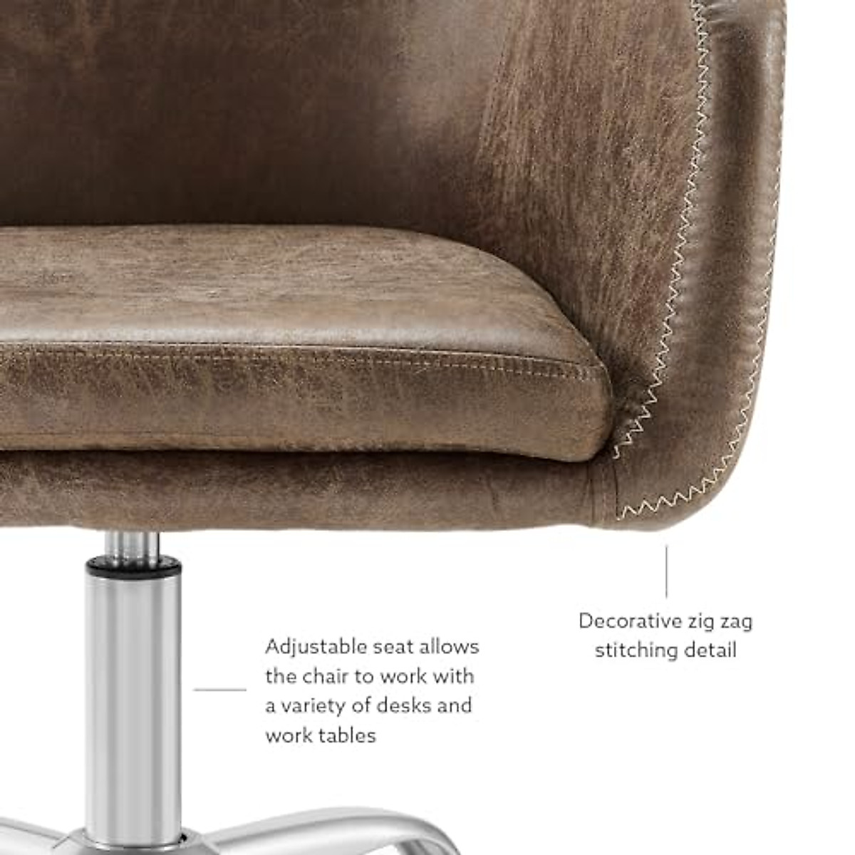 Linon Home Décor Brooklyn Silver Office Chair, Brown