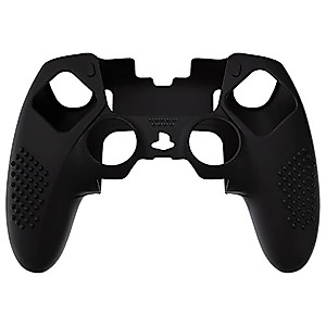 PlayVital 3D Studded Edition Anti-Slip Silicone Cover Case for ps5 Edge Controller, Soft Rubber Protector Skin for ps5 Edge Wireless Controller with 6 Thumb Grip Caps - Black