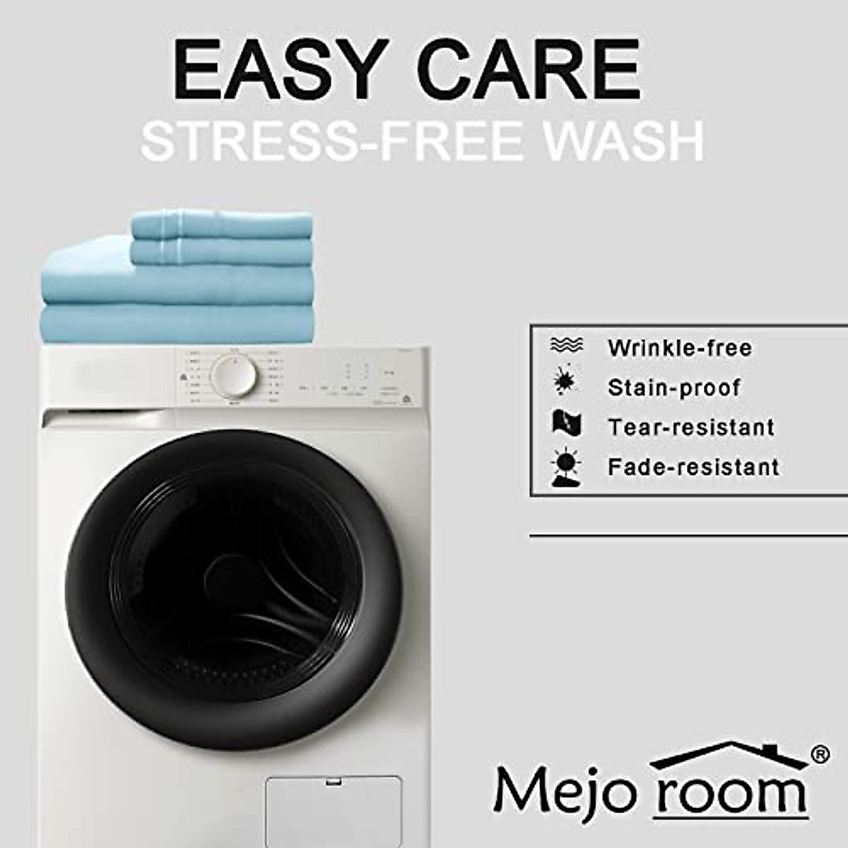 Mejoroom Full Bed Sheet Set - Super Soft Brushed Microfiber 1800 Thread Count Full Sheets with 16 inch Deep Pocket - Wrinkle Free - Breathable and Hypoallergenic - 4 Piece(Full, Blue Elixir)