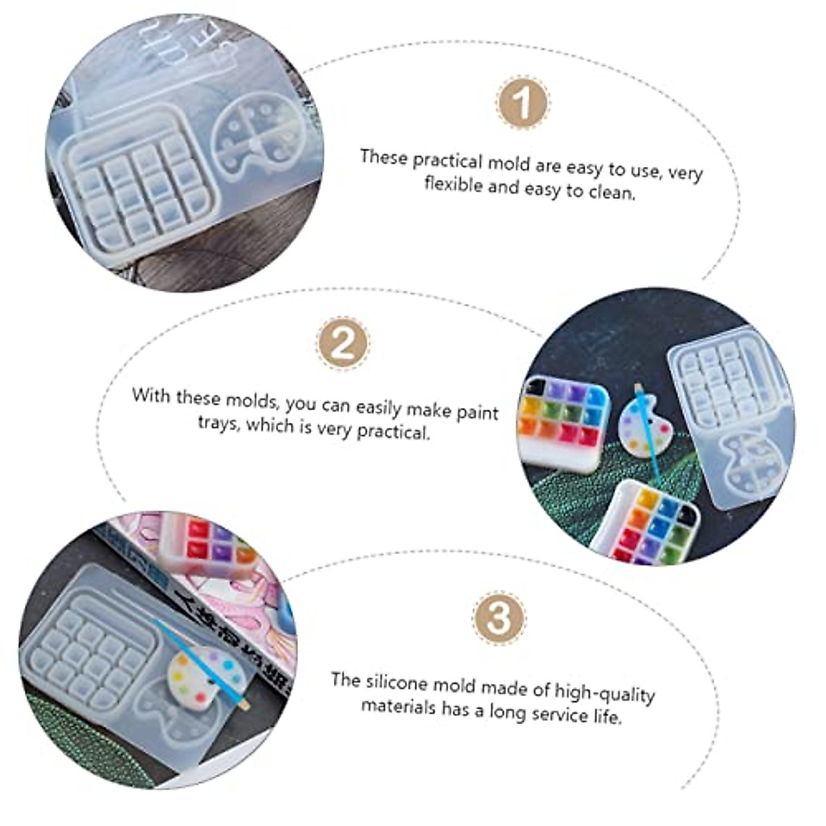 SEWACC Resin Molds 6 Pcs Palette Stencil Resin Tray Eyeshadow Pallet Crystal Mold Paint Resin Eyeshadow Pallets Silicone Mold for DIY Paint Tray Box Mold DIY Accessories Clay