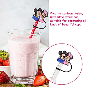 15PCS Straw Covers Straw Covers Cap Cute Silicone Reusable Straw Toppers Drinking Straws Party Birthday Party Gifts Portable for 6-8 mm Straws (Cute Style)
