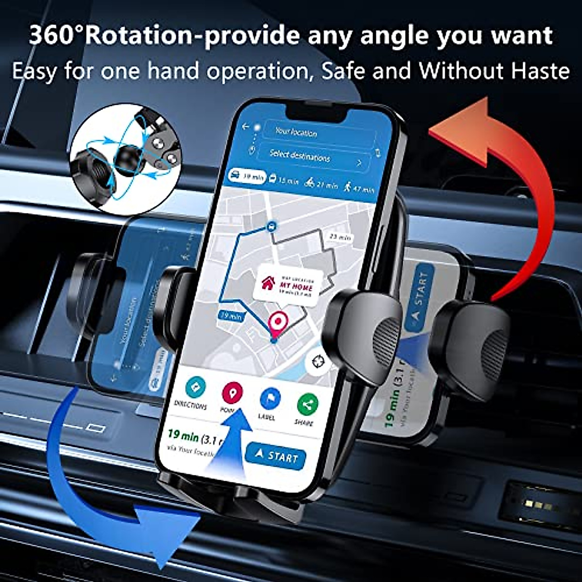 SPIDERCASE [2 Pack] Phone Mount for Car [Universal Air Vent] Car Phone Holder, Military-Grade Shockproof [Up to 7” Phones] [Thick Case Friendly] [Easy Operate] Cellphone Clamp Cradle for All iPhone
