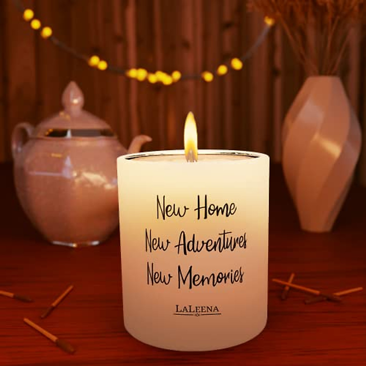 Scented Soy House Warming Candle – Glass Jar Candle Gift with 100% Organic Soy Wax & Fragrance Oil – New Home Decor for Women, Men, Couples, Meditation, Yoga, & More by LaLeena, 14 Oz., Jasmine Scent