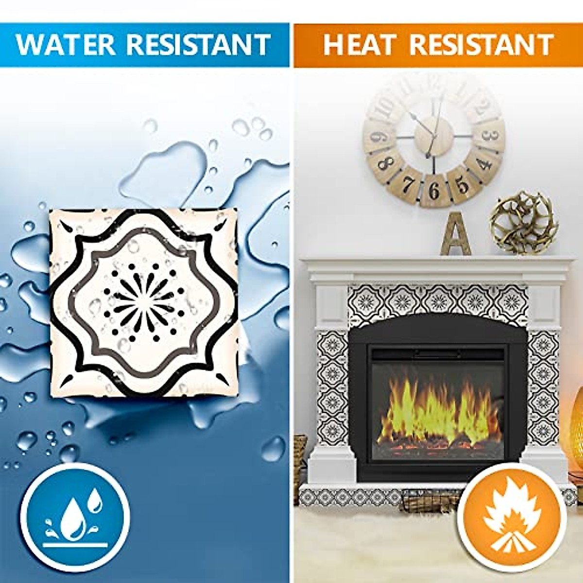 Black & White Collection Peel and Stick Tile Stickers 24 PC Set backsplash Tile Decals Bathroom & Kitchen Vinyl Wall Decals Easy to Apply Just Peel & Stick Home Decor (Black & White B5, 4x4 Inch)