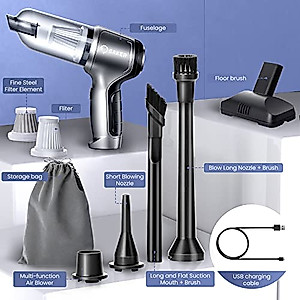 Saker Handheld Vacuum Cleaner Car - Wireless Mini, 3 in 1 Multifunctional Brushless Motor 12000PA High Power with USB,Portable Handheld Car Vacuum Cleaner for Keyboard Cleaning,Outdoor and Pet Hair