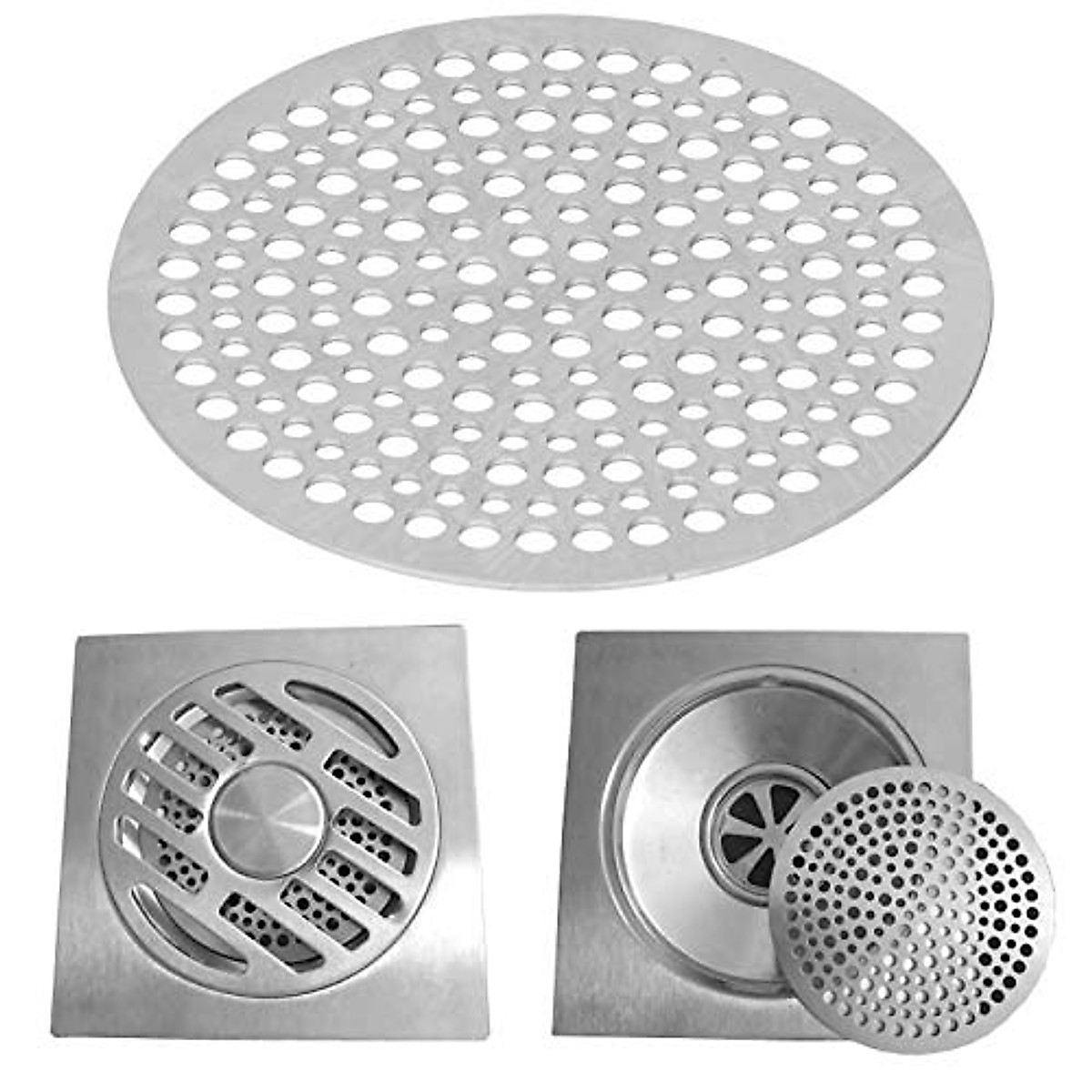 Stainless Steel Shower Drain Hair Catcher, Round Drainage Shower Strainer Mesh Piece Bathtub Catcher Bathroom Floor Drain for Kitchen Bathroom (82mm)
