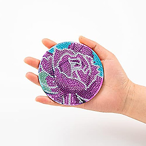 DOTZSO Diamond Art Painting Coasters,Diamond Dot Art DIY Coasters Art and Crafts for Adults Diamond Art Coaster Sets for Beginners Adults and Kids Art Craft Supplies（Flower）