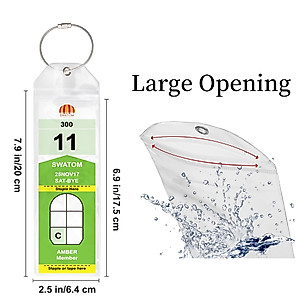 SWATOM Cruise Luggage Tags PVC Holders -Waterproof-Clear Luggage Tag-Zip Seal-Etag Bag for Royal Caribbean & Celebrity 2024 & 2025 Cruise Line Ships with Steel Loops (7.9x2.5'' 4P)