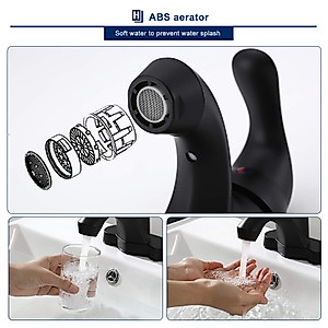 HOMELODY Plastic Bathroom Faucet Matte Black 4 inch Centerset Bathroom Sink Faucet Single Handle Faucet for 2 or 3 Holes Lavatory Faucet, Hot and Cold Water RV Faucet