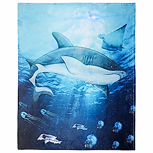 Shark Throw Blanket, Cool Super-Soft Extra-Large Shark Blanket for Kids, Boys, Girls, Adults, and Children, Fleece Shark Blanket for Boys (50 in x 60 in) Warm and Cozy Throw for Bed, Crib or Couch