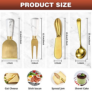 WARMAPE 20 PCs Gold Cheese Spreader Knives Set, Butter Knife Spreaders for Cheese Board Accessories, Mini Cheese Knife Slicer with Serving Tongs Spoons and Fruit Forks Charcuterie Utensils - Gold