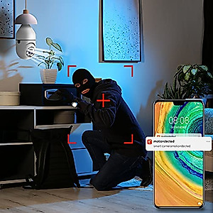 YUOCHY 1080P Light Bulb Camera, Wireless 2.4GHz WiFi Home Security Camera, 360° Surveillance Cam with Motion Detection Alarm Night Vision Light Socket Camera(Included 32G SD Card), (E27)