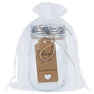 HRX Package 100pcs Sheer Organza Bags White, 6 x 9 inches Christmas Wedding Shower Party Favors Gift Drawstring Bags Large Mesh Jewelry Pouches
