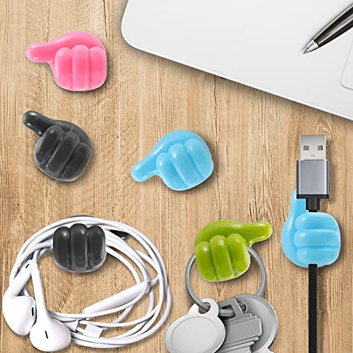 CfoPiryx 11pcs Cable Clips Cable Holder, Thumbs Duck Wire Organizer, Self-Adhesive Hooks Set for Desk, Power Cables, Charging Cables, Audio Cables, for Office, Desk Organiser(Size:11pcs)