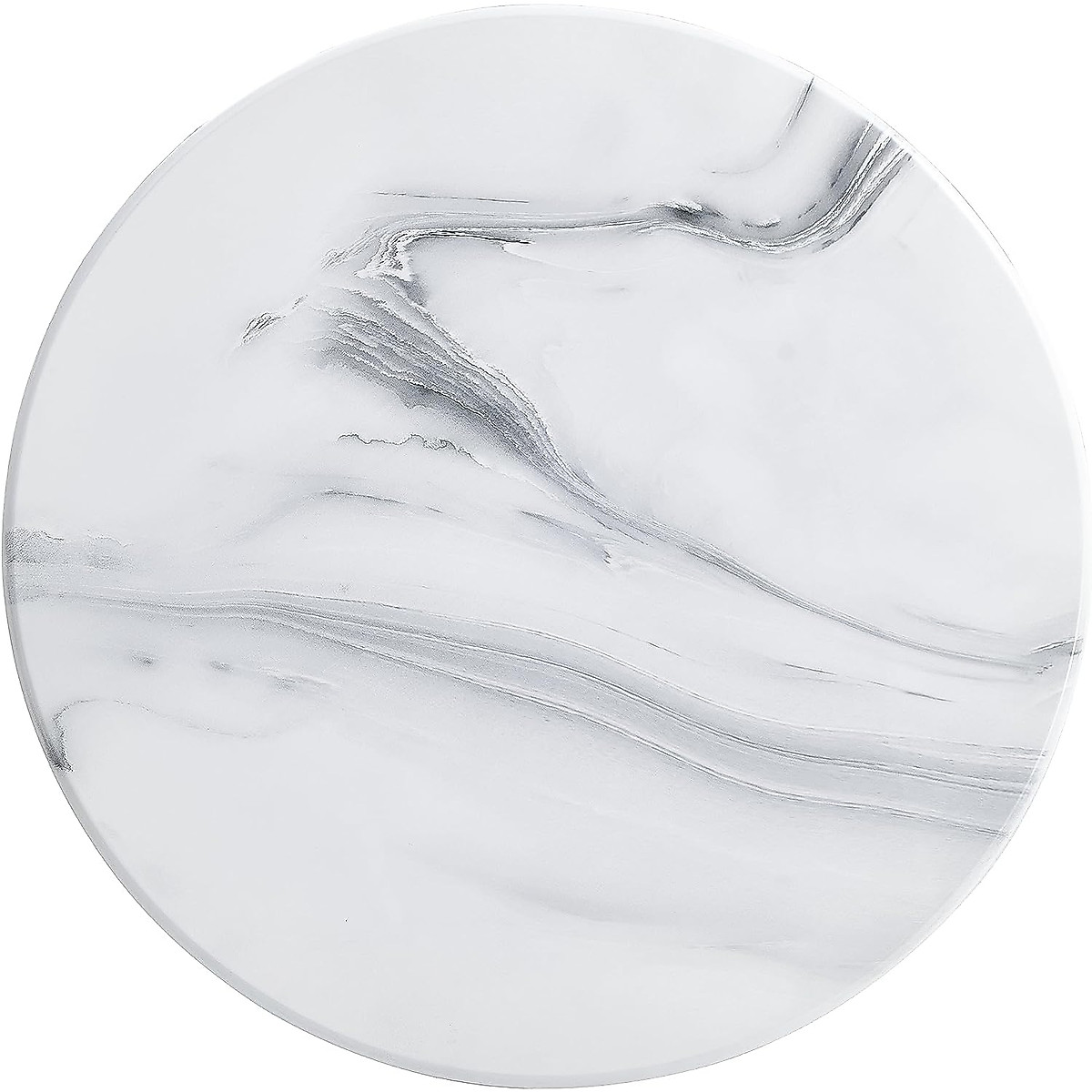 42" Round Dining Table for 4, White Tulip Table,Mid-Century Modern Circle Table with Faux Printed Marble Top and Metal Cross Legs for Home and Kitchen Small Space