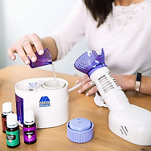 MABIS Facial Steamer, Steam Inhaler, FSA Eligible, Vaporizer or Vocal Steamer with Aromatherapy Diffuser and Soft Face Mask for Cleansing, Sinus Pressure, Congestion, Colds and Cough, 25mL