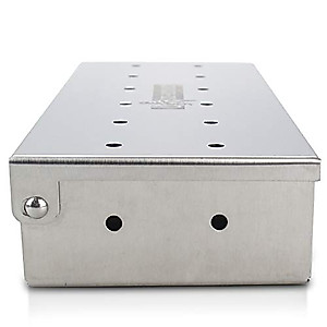 XI-HOME Smoker Box, Stainless Steel BBQ Grilling Meat Smokers Box for Wood Chips, Best Barbecue Accessories on Gas Charcoal Grill