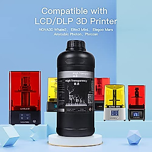 NOVA3D High Transparent 3D Resin Non-Yellowing 405nm photopolymer Resin Clear Like Glass for LCD 3D Printing, 500g