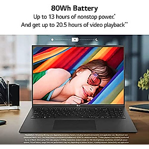 LG Gram 16" WQXGA Ultralight Laptop (2023 New) | 12-Core Intel i7-1260P | 2560x1600 IPS Screen | Backlit Key | Fingerprint | Thunderbolt4 | WiFi 6E | 16GB LPDDR5 RAM | 1TB SSD Storage | Win11 Pro