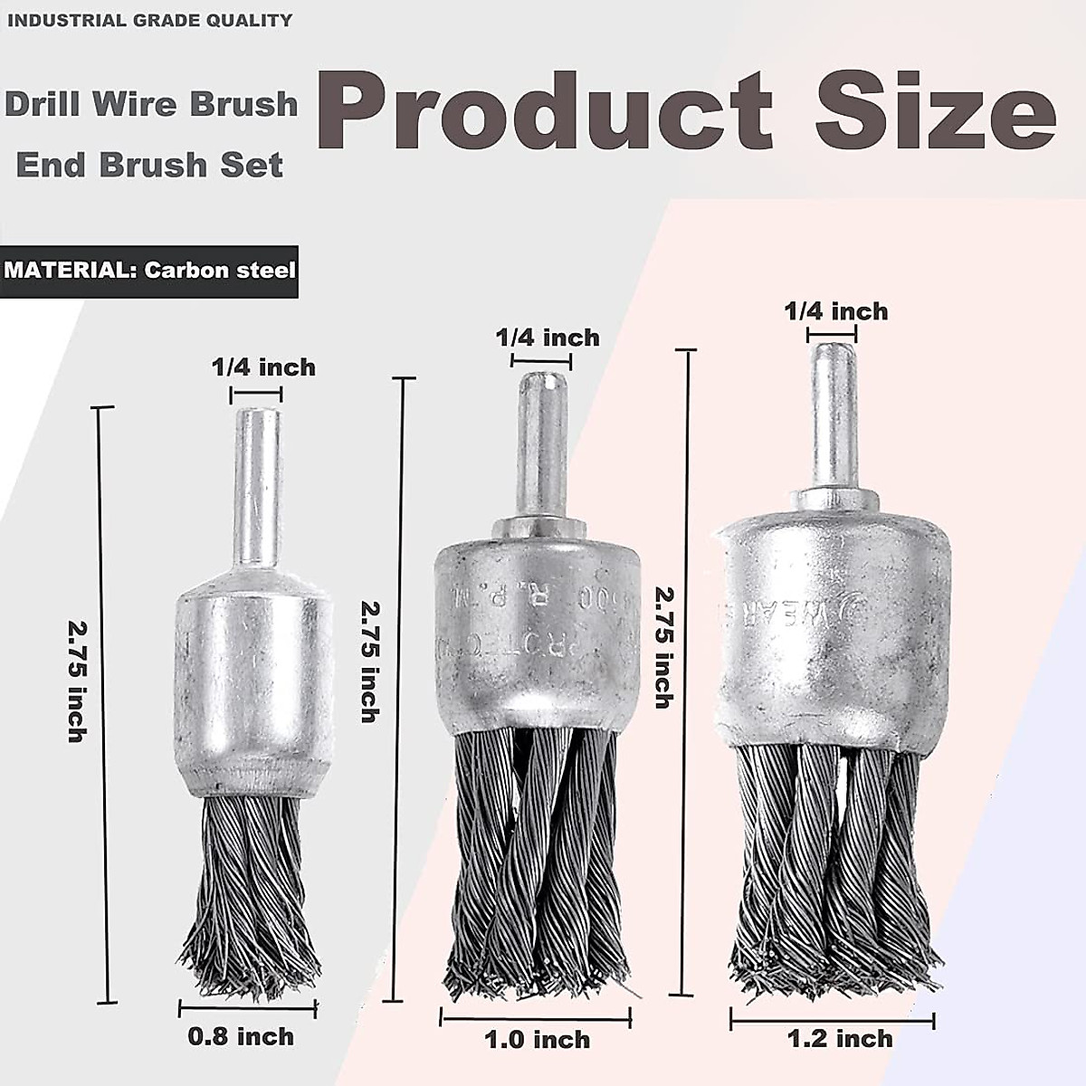 9 Pack Wire Wheels Brush for Drill, - Sizes 0.8" 1" 1.2", Mixiflor Knotted and Wire End Brush, for Derusting, Paint Removal, Deburring. Fast, Easy for Angle Grinder, Pneumatic - 2.75 Inch