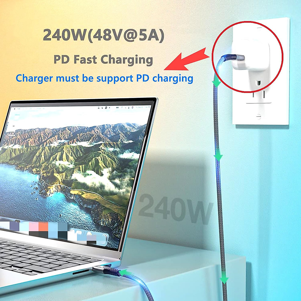 JASHALO 40Gbps USB 4 Thunderbolt Cable, 4 feet USB C to C Cable with 8K Video HD Display&240W Charging, Thunderbolt 3 Cable for iPhone 15Pro/15ProMax/15/15Plus, Type-C Laptop, Hub, Docking,and More