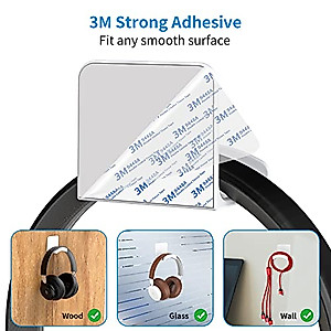 SOKUSIN Headphone Stand Headset Holder - Adhesive Gaming Earphones Hanger, Universal Desk Wall Mount Hook for All Headphone/Controller, Compatible with Beats, AirPods Max,Sony, JBL (White)