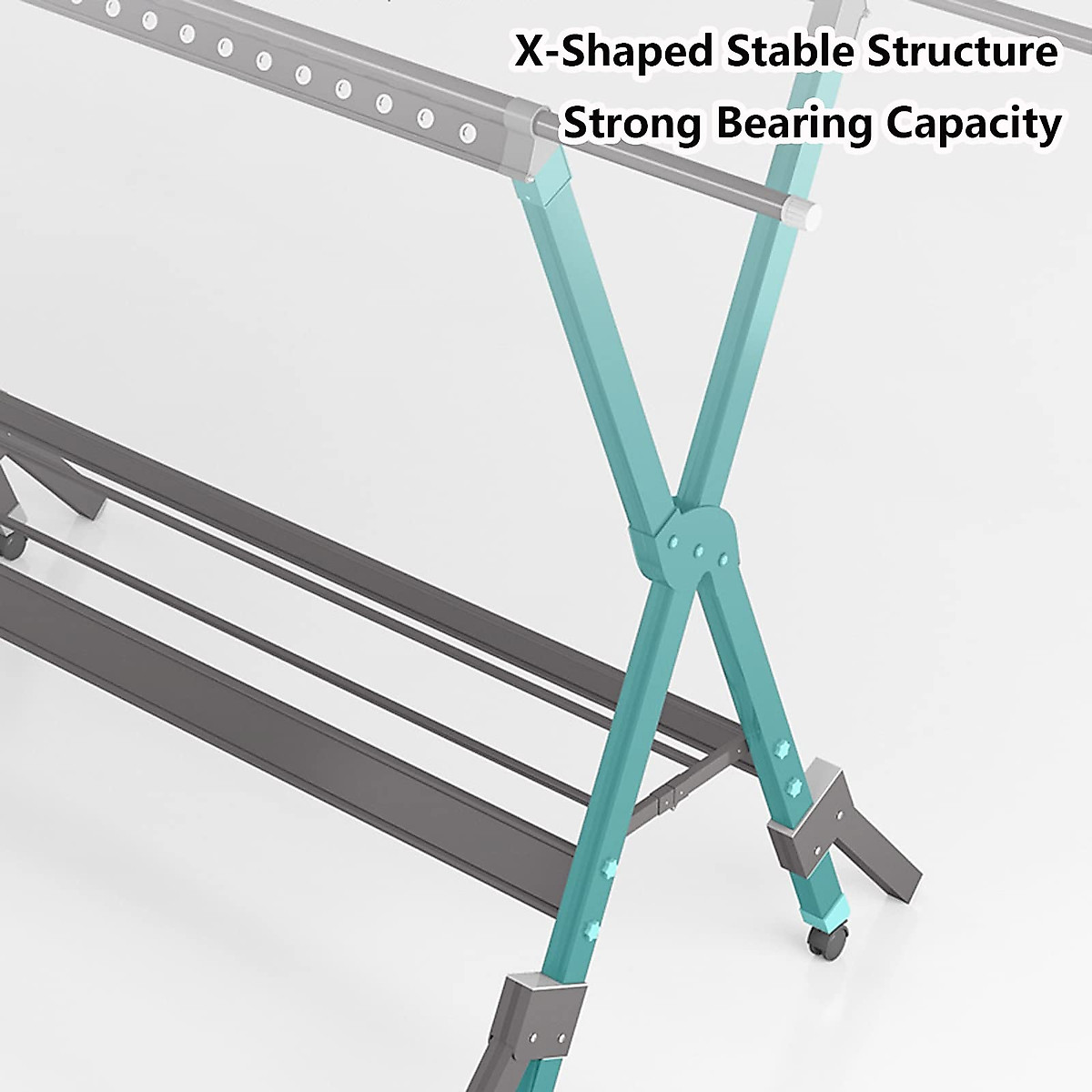 UVCMDUI Heavy Duty Clothes Airers Indoor Strong Folding, Windproof Retractable Drying Rack Collapsible Clothes Rail, Airing Rack Clothes Drying Rack for Indoor Outdoor,2 Poles with Shoe Rack,2.3m