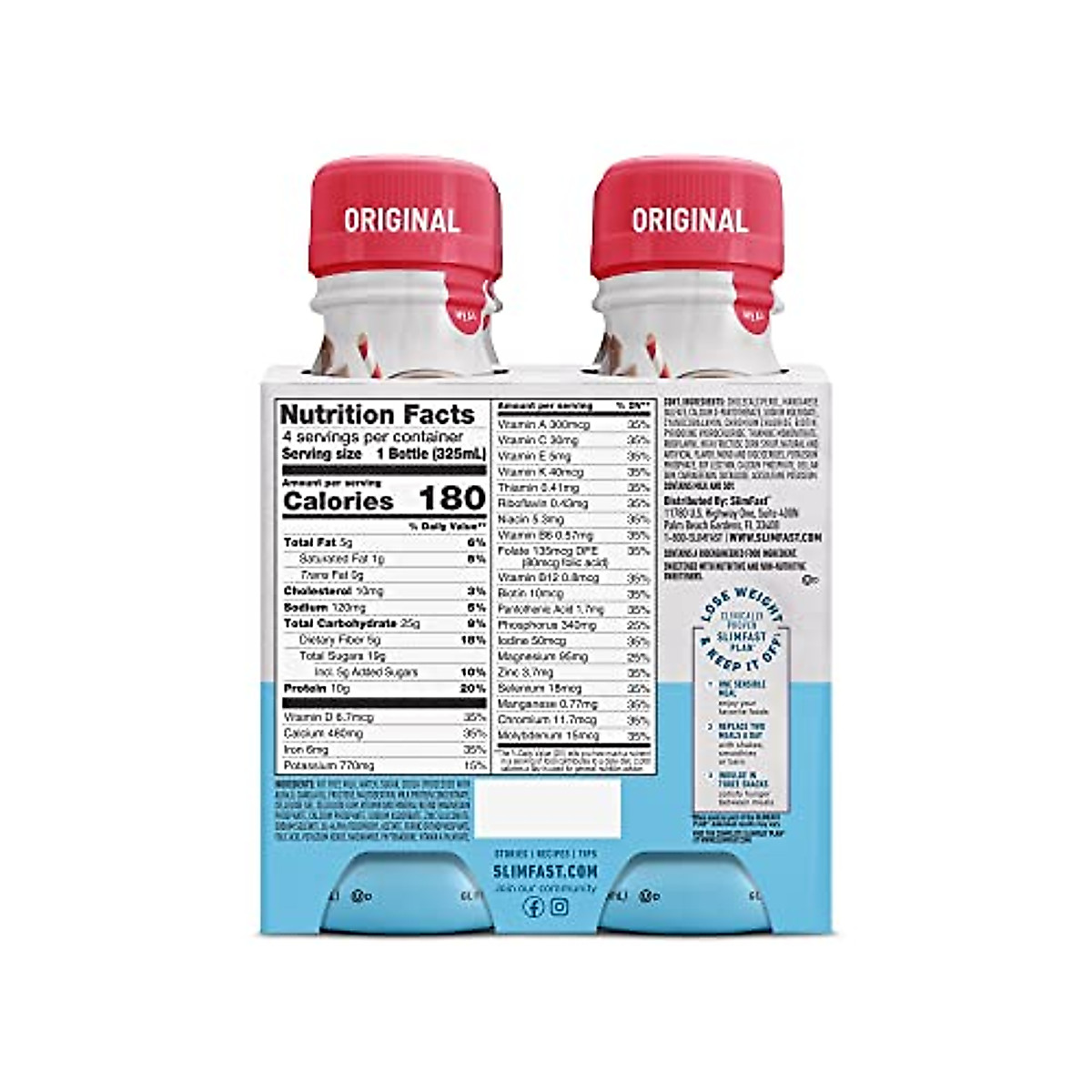 SlimFast Meal Replacement Shake, Original Creamy Milk Chocolate, 10g of Ready to Drink Protein, 11 Fl. Oz Bottle, 4 Count (Pack of 3) (Packaging May Vary)