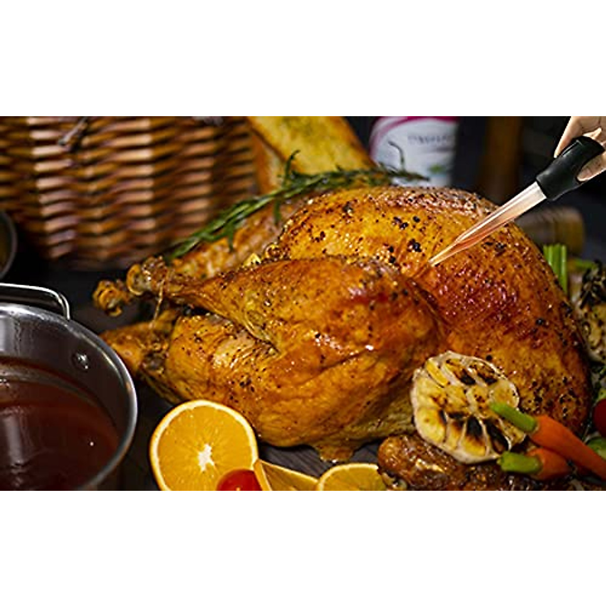 Turkey Baster Set, Turkey Injector Syringe with Cleaning Brush, Syringe Baster for Cooking - 11.5 inch Baster with Measurments for BBQ Grill Baking Kitchen Cooking