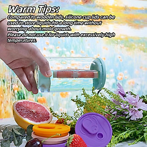 TERESRY 4 Pack Silicone Lids for Glass Cups with Bamboo Lids and Straws, 2.75inch/70mm Silicone Lids for 16OZ Beer Can Cups with Wooden Lids, Replacement Canning Lids for 20OZ 24OZ Glass Cups