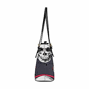 InterestPrint A Skull In Headphones Women's Tote Bag Leather Shoulder Bag Handbags