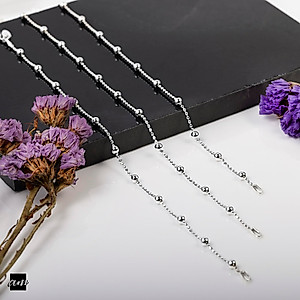 Amberta 925 Sterling Silver 3.2 mm / 1.1 mm Ball Bead Chain Bracelet Length 7.5" inch / 19 cm (7.5)