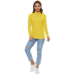 CRYSULLY Women's UPF 50+ Long Sleeve 1/4 Zip Lightweight Pullover Hiking Workout Tops Yellow