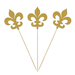 Gold Mardi Gras Centerpiece Sticks, 12-Pack Table Topper Double-Sided Birthday Party Decorations